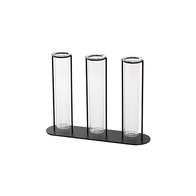 Glass Three Tube Bud Vase Metal Frame Black (23.6x17.5cmH) – Koch & Co ...